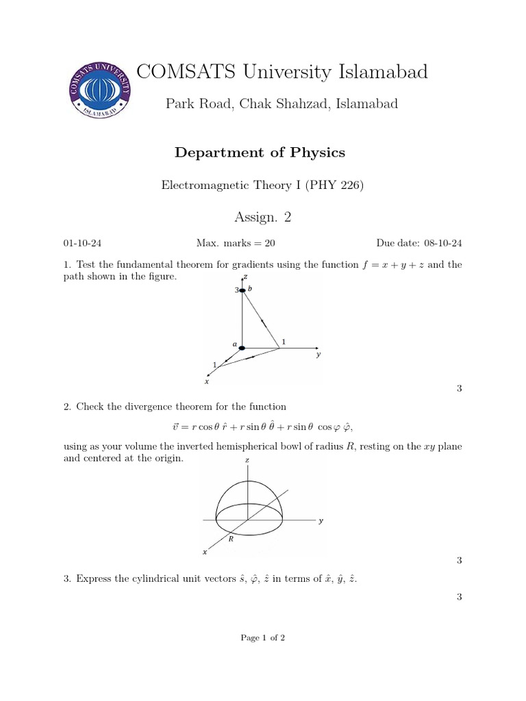 Physics Assignment: Electromagnetic Theory | PDF