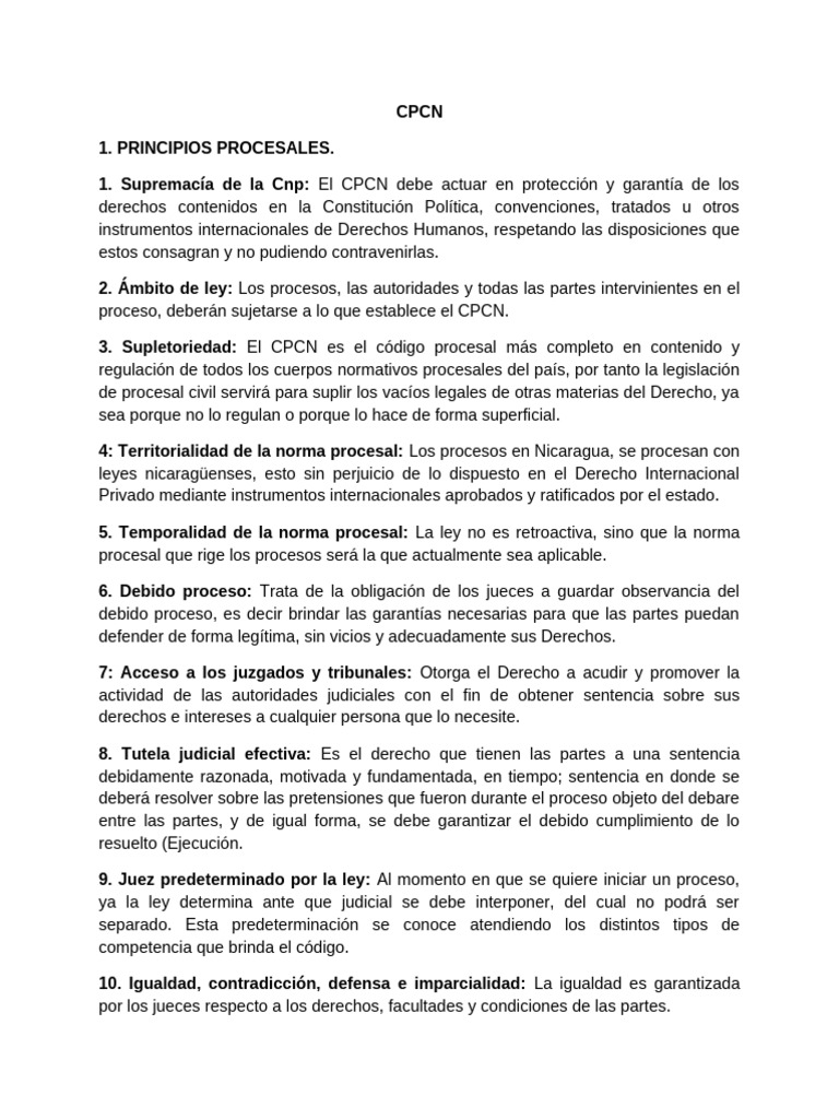 Principios del CPCN en Nicaragua | PDF | Mandato | Ley procesal