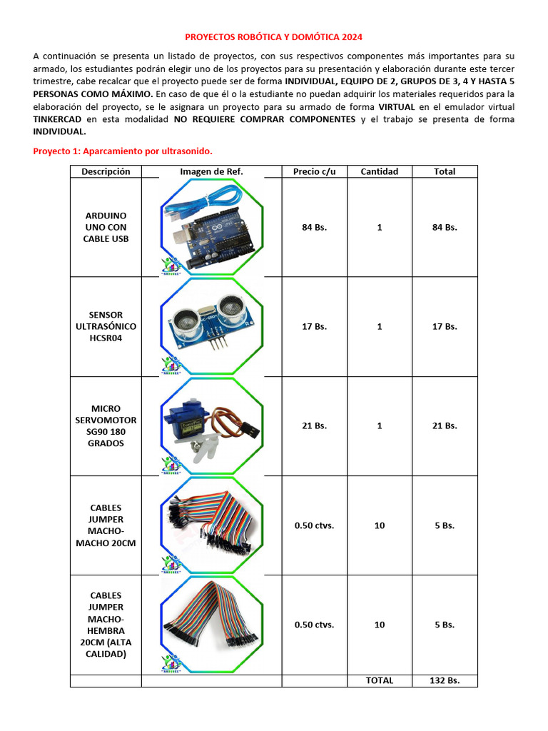 Proyectos Robótica Con Arduino | PDF | Informática | Bienes manufacturados
