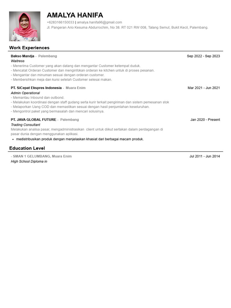 AMALYA HANIFA-resume | PDF