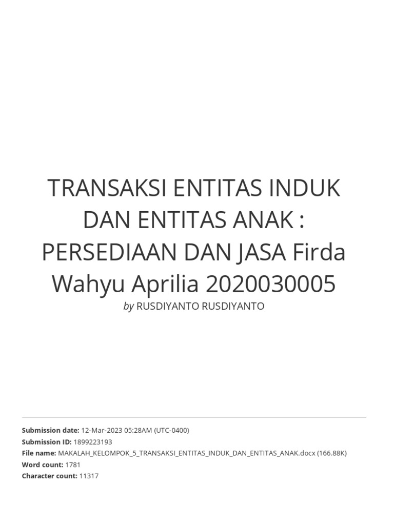 81 - TRANSAKSI ENTITAS INDUK DAN ENTITAS ANAK - PERSEDIAAN DAN JASA Firda Wahyu Aprilia ...