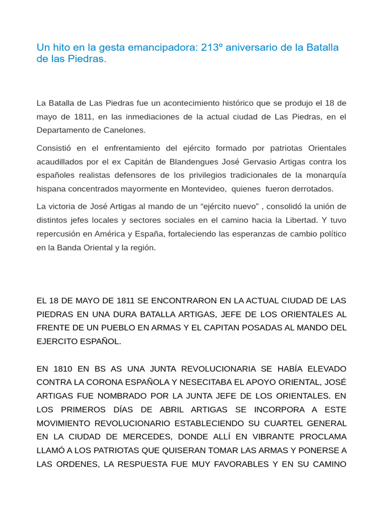 BATALLA DE LAS PIEDRAS | PDF