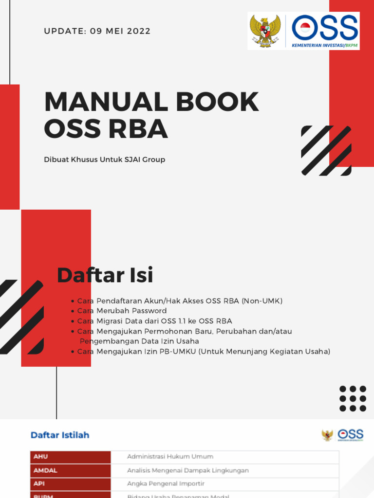 MANUAL BOOK OSS RBA SJAI GROUP (Update 09 Mei 2022) | PDF