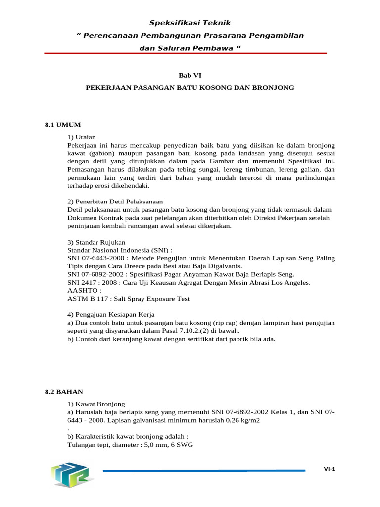 Bab. VIII PEKERJAAN BRONJONG | PDF