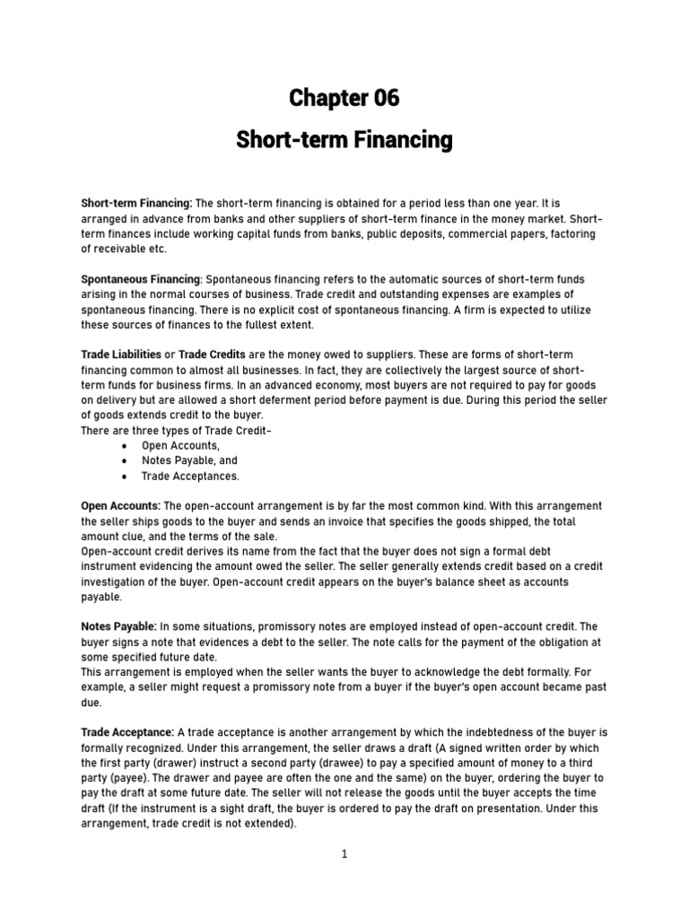 Chapter 06 (Short-Term Financing) | PDF | Line Of Credit | Loans
