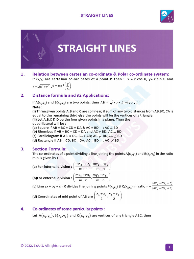 Straight Lines & Circles-Mathematics | PDF | Triangle | Circle