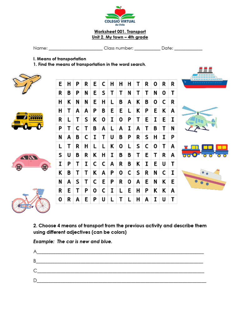 4th Grade Transport Worksheet | PDF | Linguistic Typology | Languages