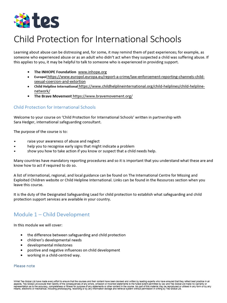 Module 1 Child Protection | PDF | Child Protection | Substance Abuse