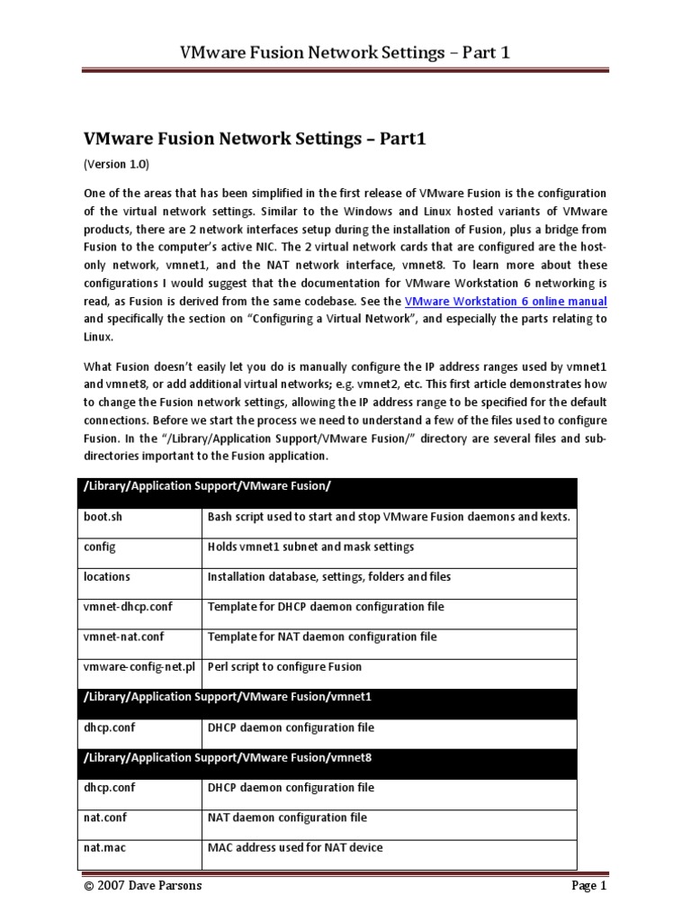 VMware Fusion Network Settings - Part 1 | PDF | Ip Address | Network ...