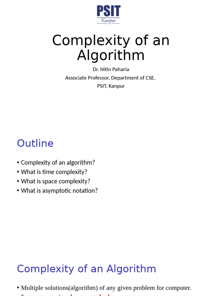 Complexity of An Algorithm | PDF | Time Complexity | Algorithms