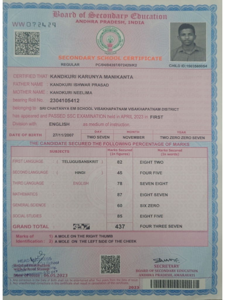 10th Certificate | PDF