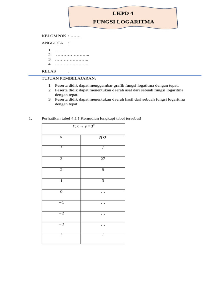 LKPD 4 Fungsi Logaritma | PDF