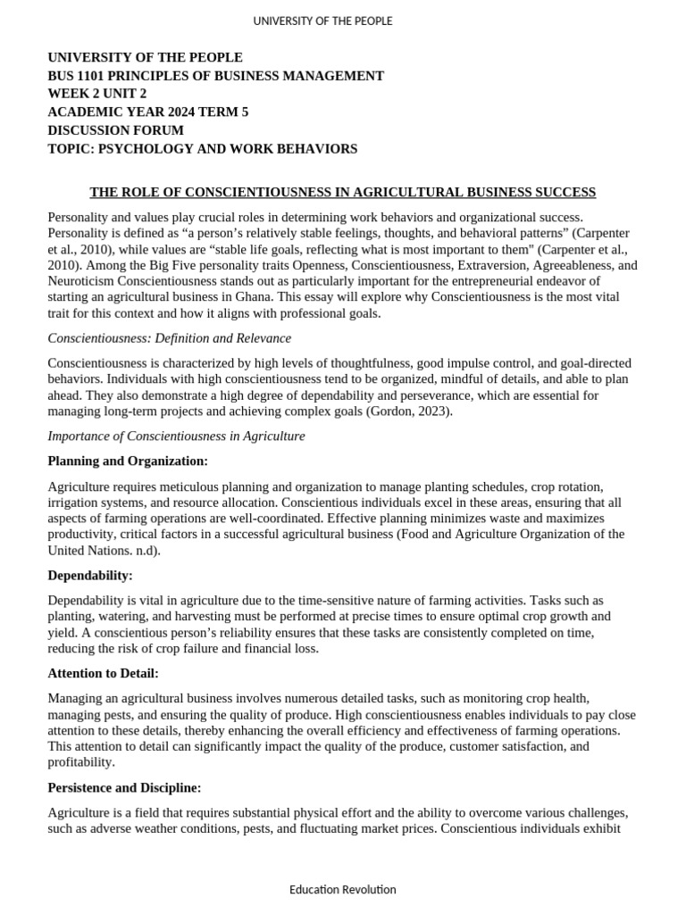 Discussion Forum Week 2 Unit 2 Bus 1101 Principles of Business ... Discussion Forum Week 2 Unit 2 Bus 1101 Principles of Business ...