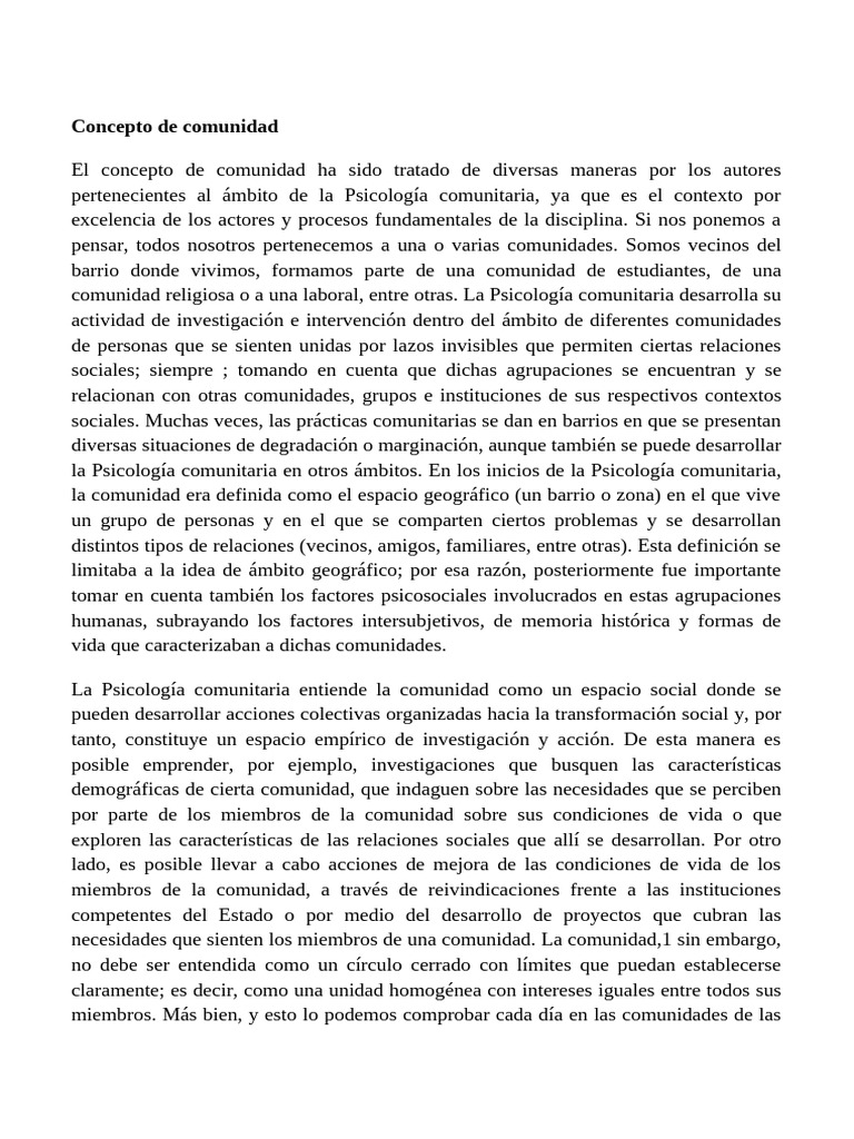 Clase 1 y 2 | PDF | Sicología | Comunidad