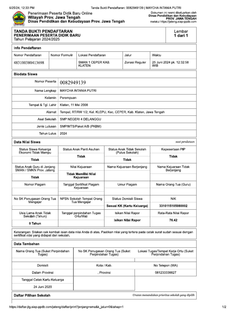 PPDB Zonasi Reguler | PDF