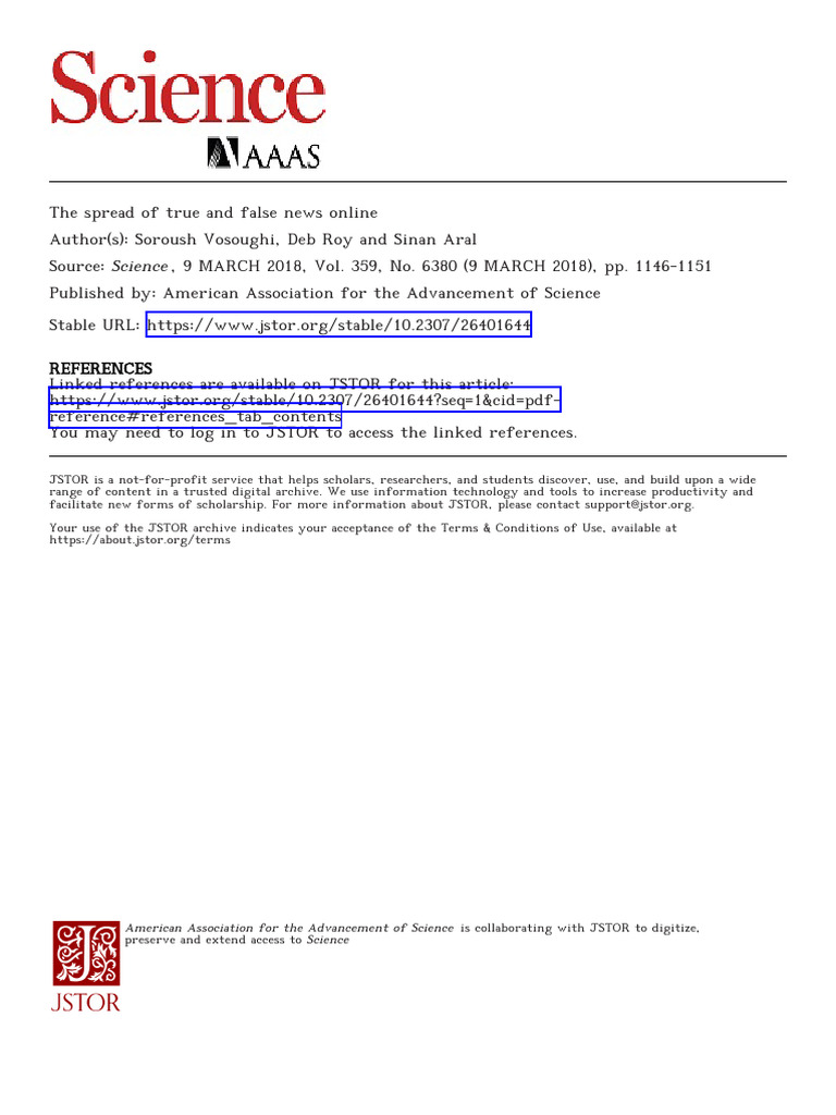 Spread of True vs. False News Online | PDF | Truth | News
