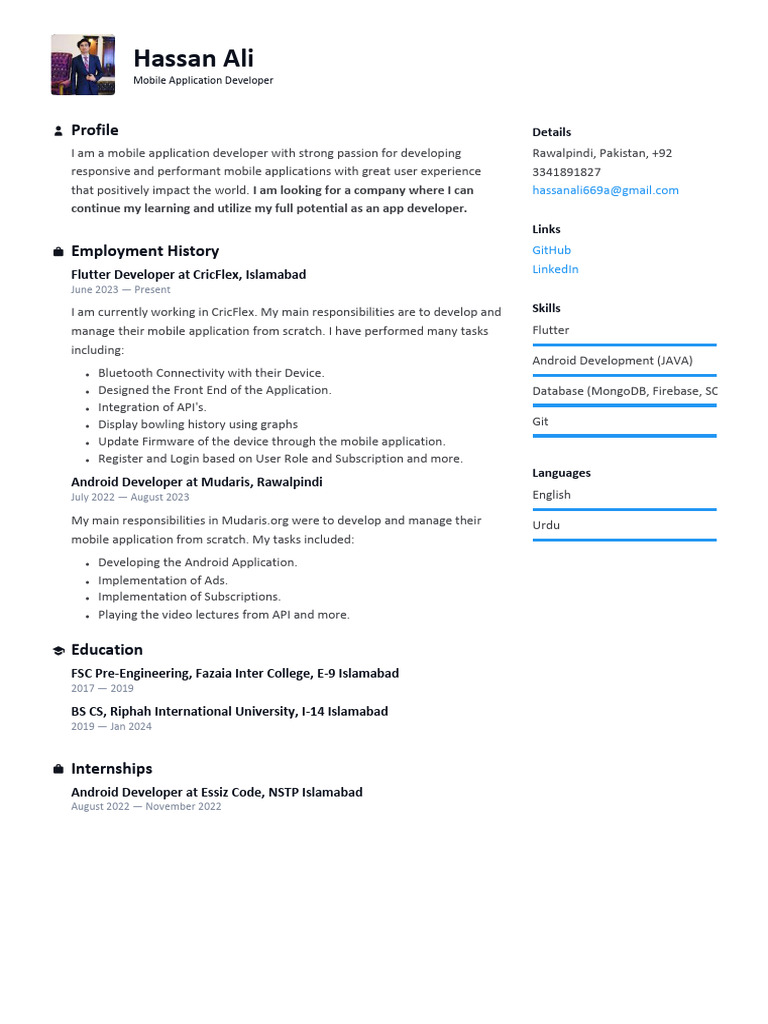 Hassan Ali - Mobile Application Developer | PDF