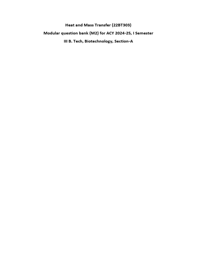 HMT - M2 Module Bank Sec A | PDF | Distillation | Diffusion