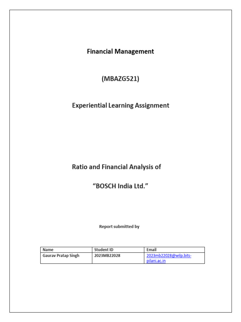 Financial Analysis of Bosch India Ltd. | PDF | Debt | Expense