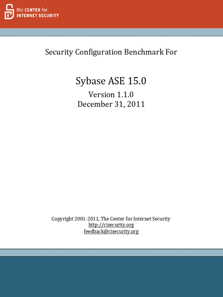 CIS Sybase ASE 15.0 Benchmark v1.1.0 | PDF | Password | Windows Registry