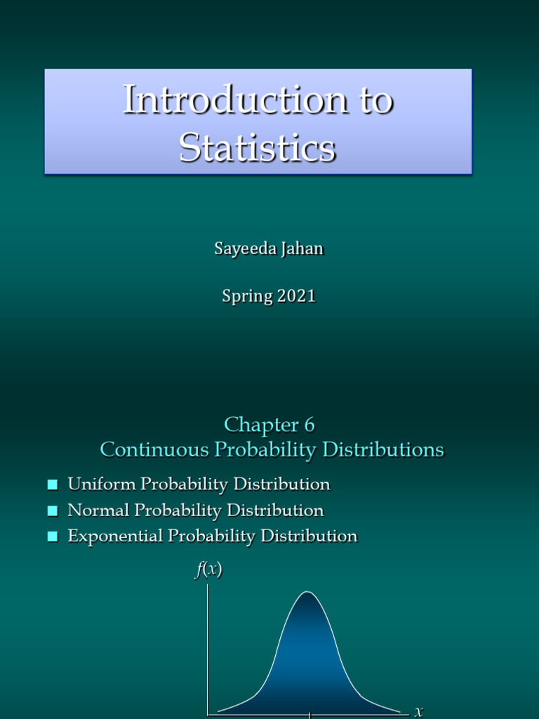 Lecture 7 Continuous Probability Distribution | PDF | Probability Distribution | Random Variable