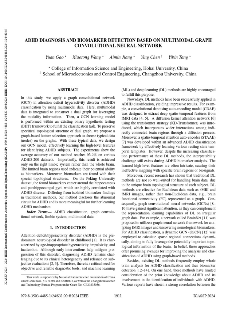 ADHD Diagnosis and Biomarker Detection Based On Multimodal Graph Convolutional Neural Network ...