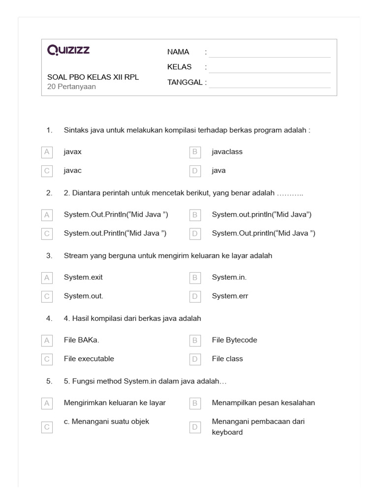 Soal Pbo Kelas Xii RPL | PDF