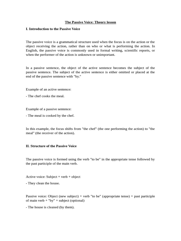 LEVEL 4 The Passive Voice | PDF | Verb | Syntax