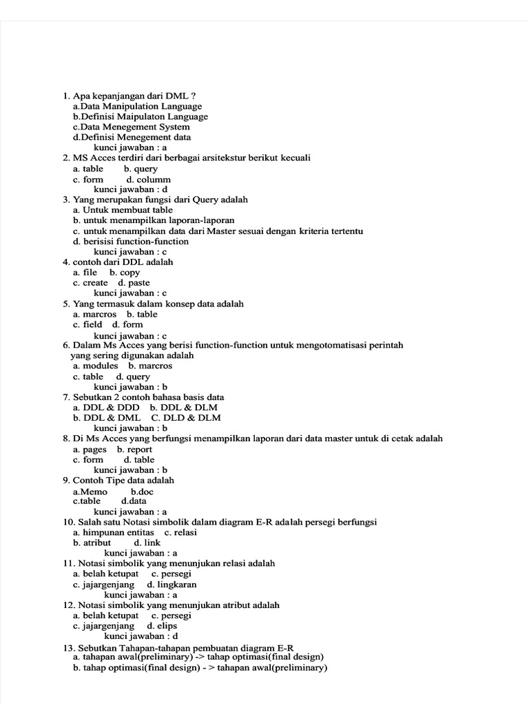 PDF Bank Soal Dan Jawaban Pilihan Ganda Ms Acces2007 - Compress | PDF