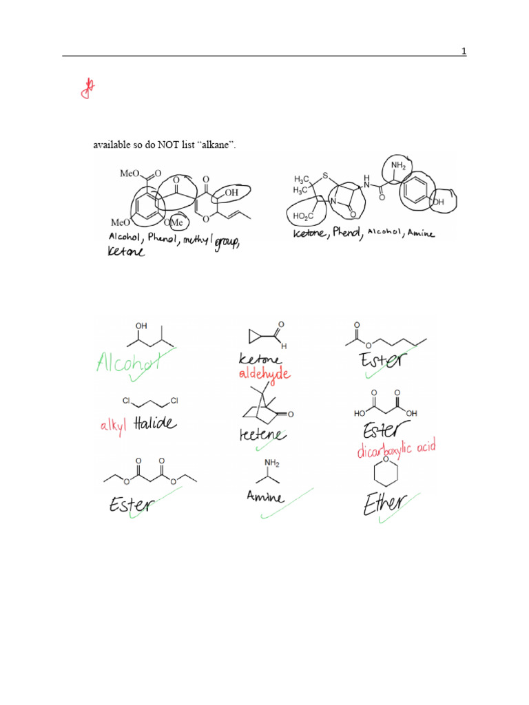 Functional Groups Identification Worksheet | PDF