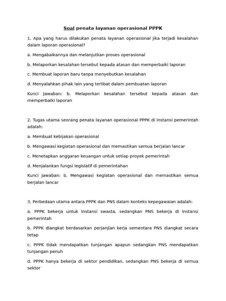 Soal Penata Layanan Operasional PPPK | PDF