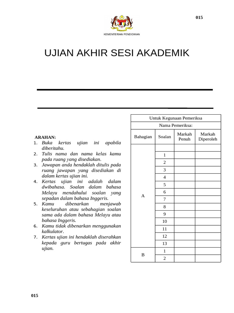 FORMAT UASA TAHUN 6 2024-25 (1) (1) | PDF