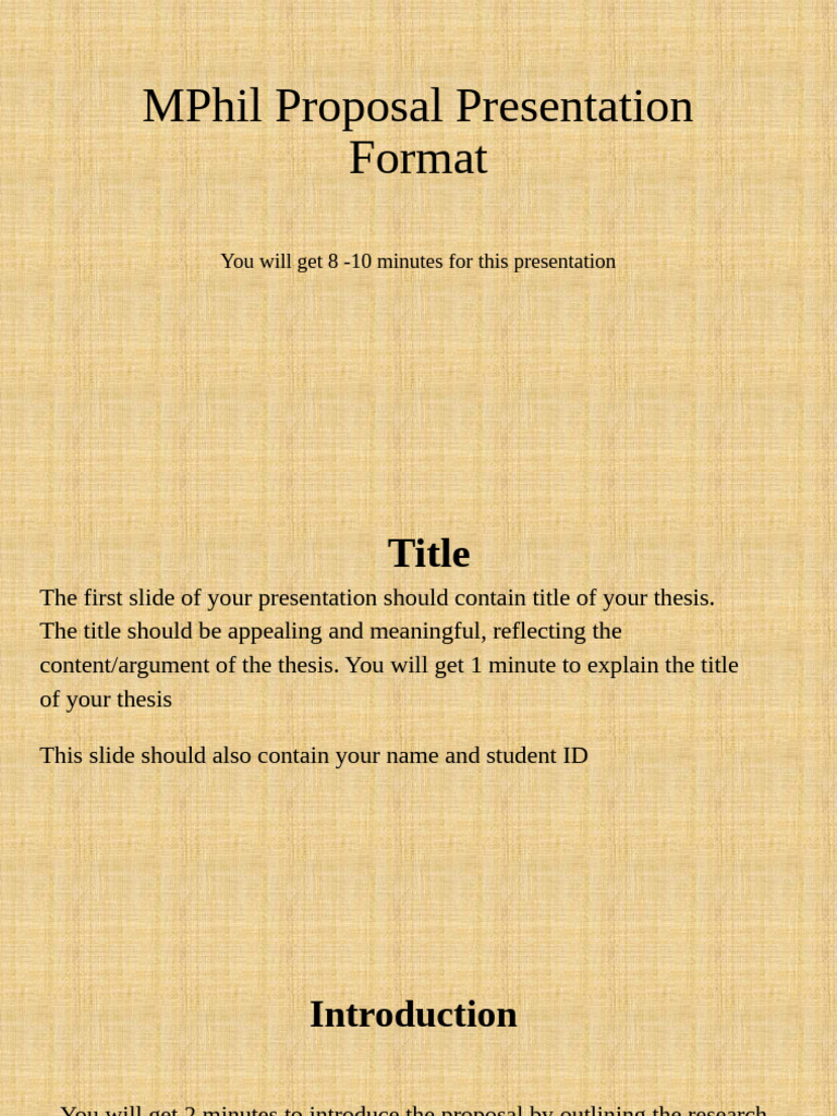 Sample Mphil Thesis Proposal Presentation | PDF
