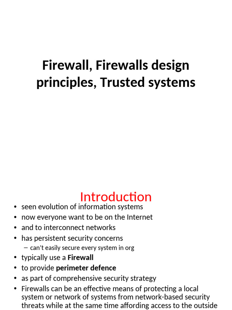 5 Firewalls, Design Principles, Trusted System | PDF | Firewall ...