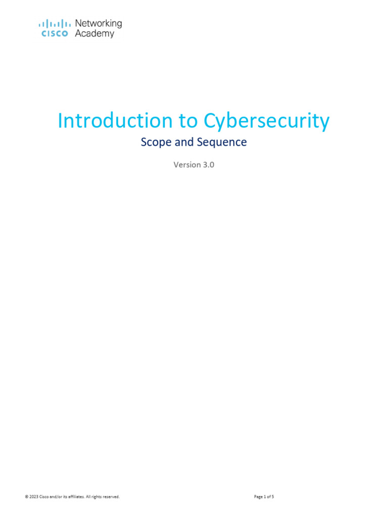 Introduction To Cybersecurity v3 0 Scope and Sequence | PDF | Computer Security | Security