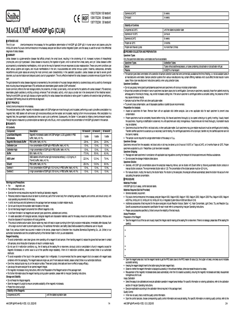 446 DGP Igg Ifu en Eu Ivdd v2.0 | PDF | Coeliac Disease | Gluten