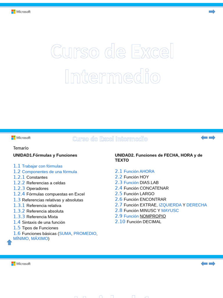 Curso de Excel Intermedio: Fórmulas y Funciones | PDF | Microsoft Excel ...