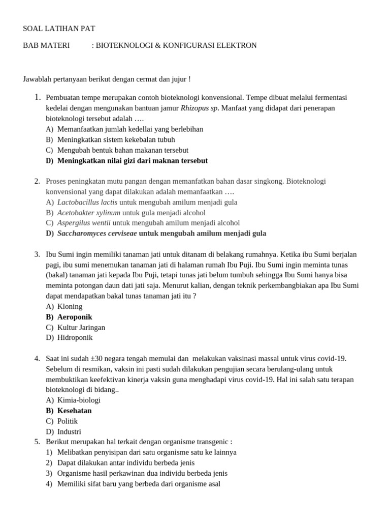 Ayunin - Soal Latihan Pat | PDF