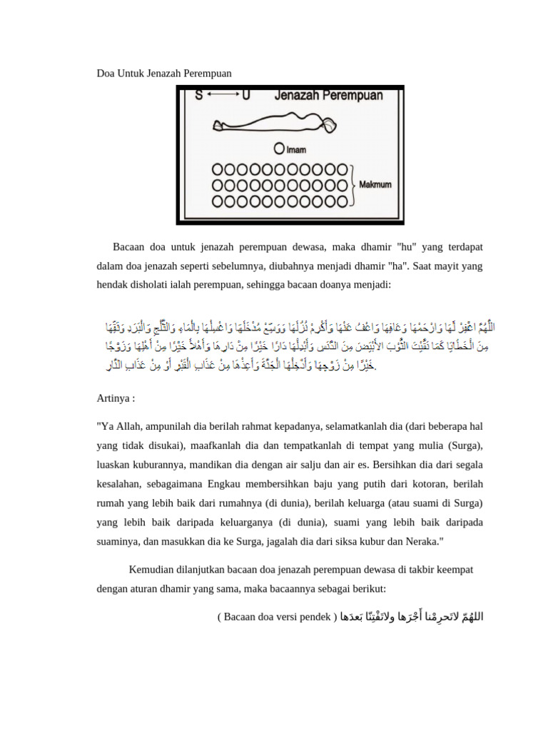 Doa Untuk Jenazah Perempuan | PDF