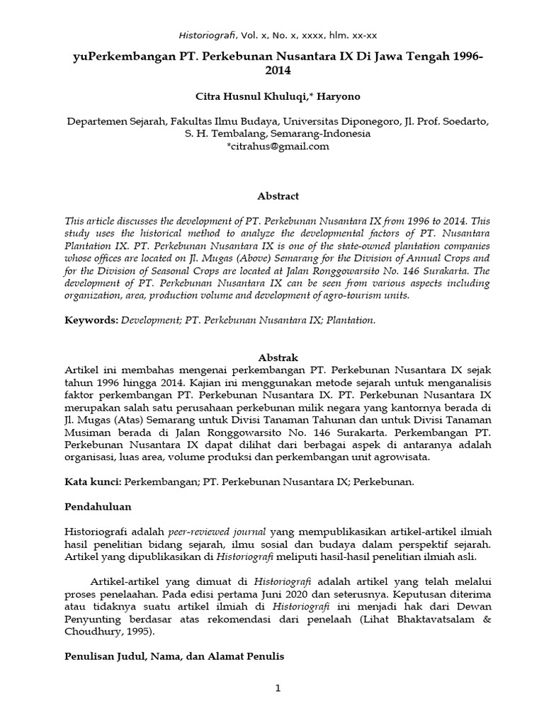 Perkembangan PTPN IX 1996-2014 | PDF