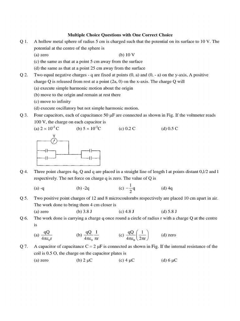 Electrostatics MCQ | PDF