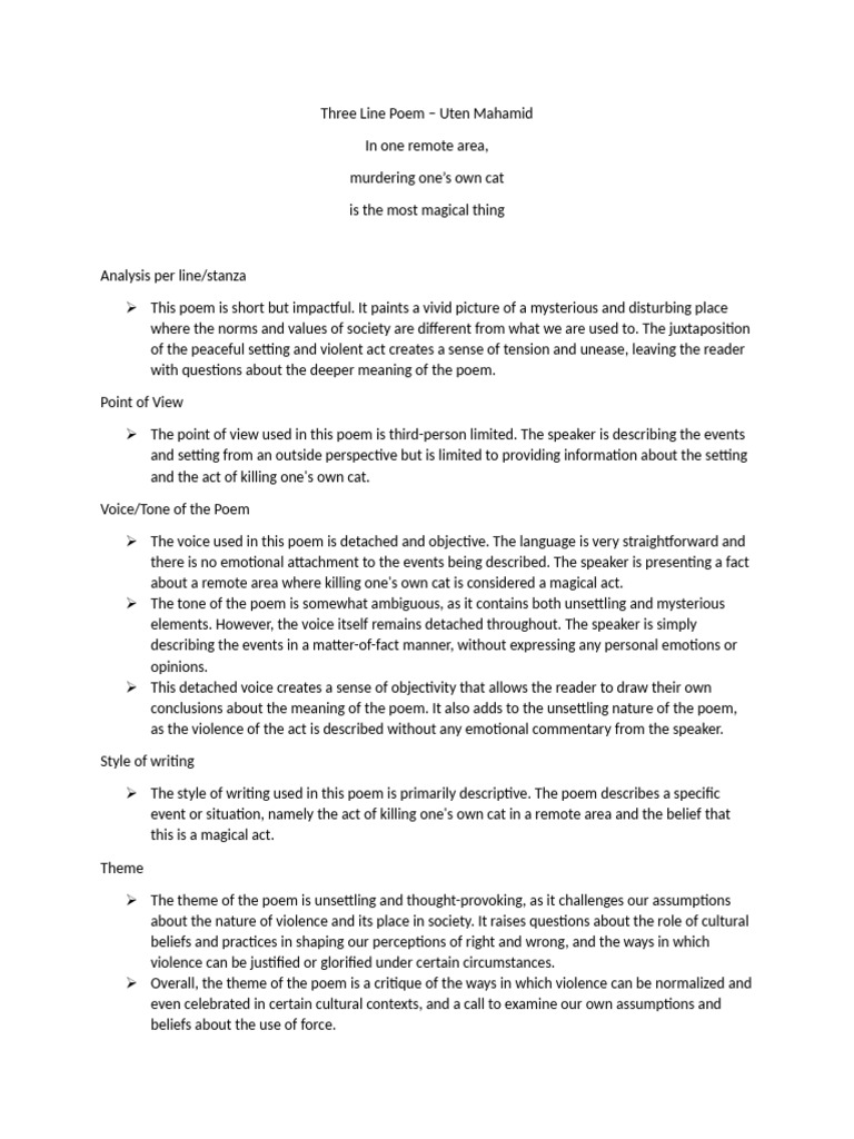 Three Line Poem | PDF | Poetry | Violence