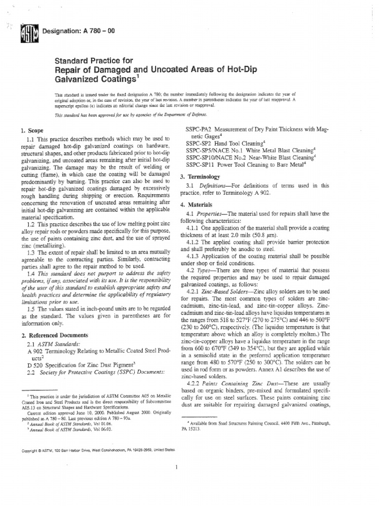 Repair & Touch-Up Procedure For Galvanized Steel-9-33 | PDF | Paint ...