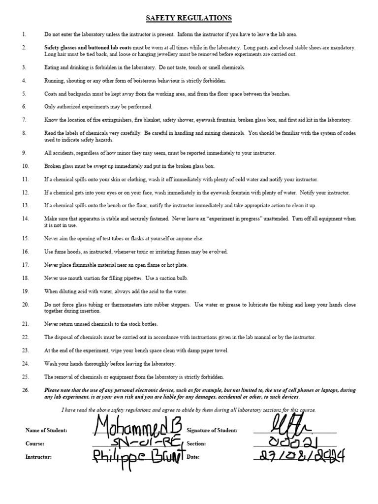 Safety Regulation Sheet A24 | PDF | Laboratories