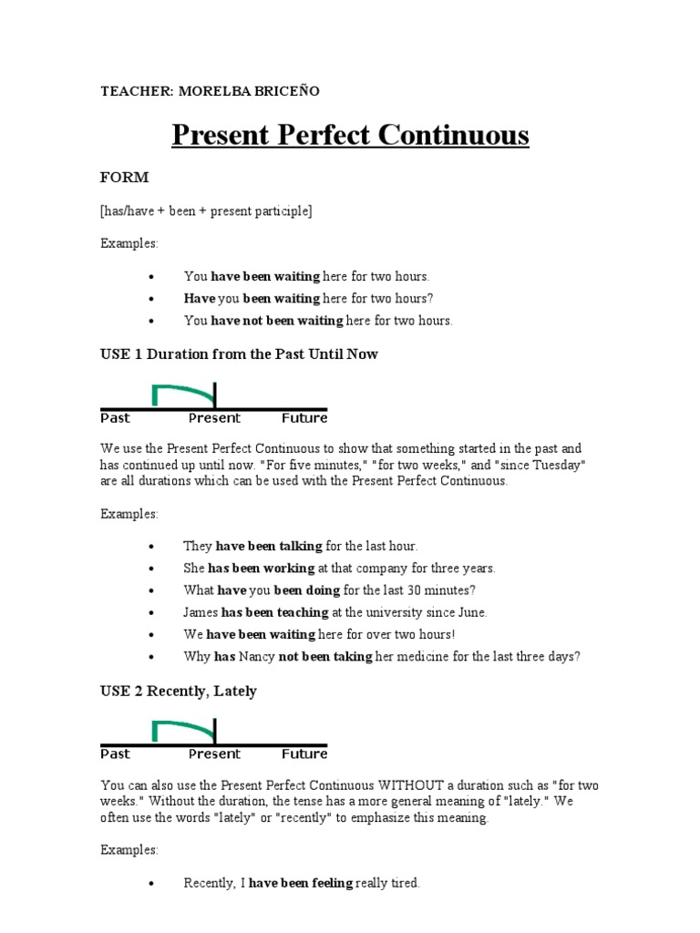 Present Perfect Continuous Guide | PDF | Perfect (Grammar ...