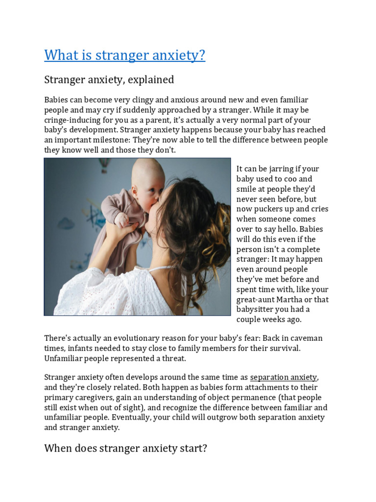What Is Stranger Anxiety | PDF | Infants | Family