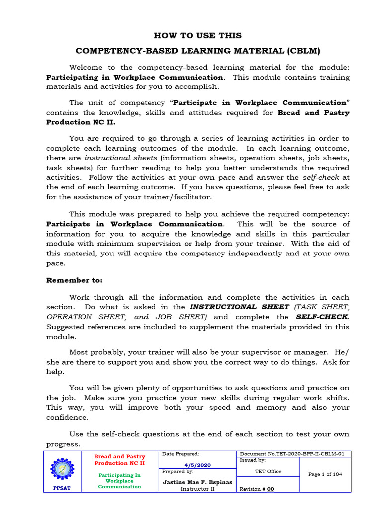 Enhanced CBLM Basic 1 | PDF | Verb | Adjective