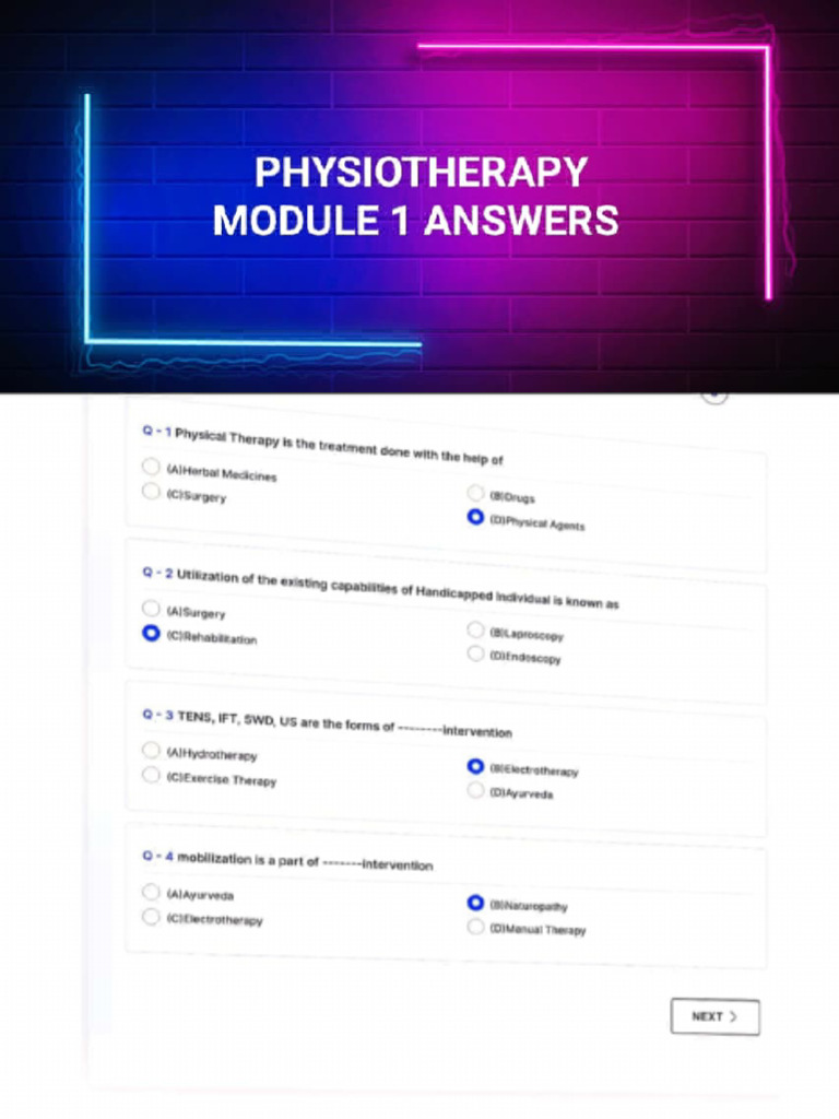 Basics of Physiotherapy Answers All Modules | PDF