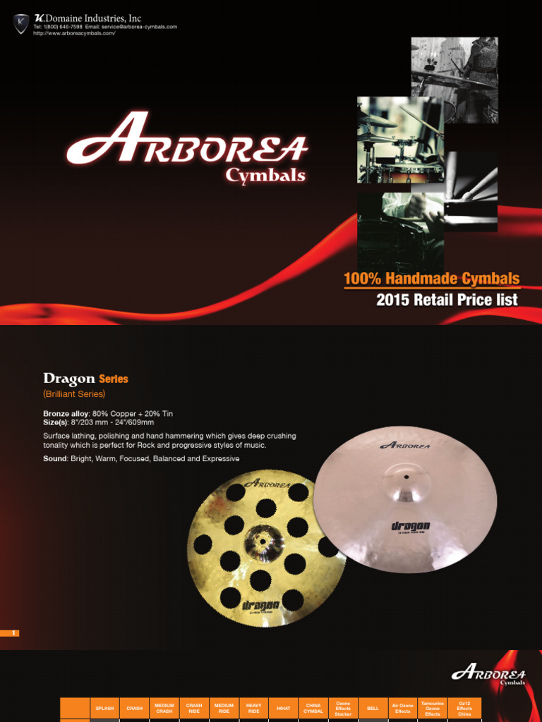 Arborea Cymbals Retail Pricelist | PDF | Bronze | Percussion Instruments