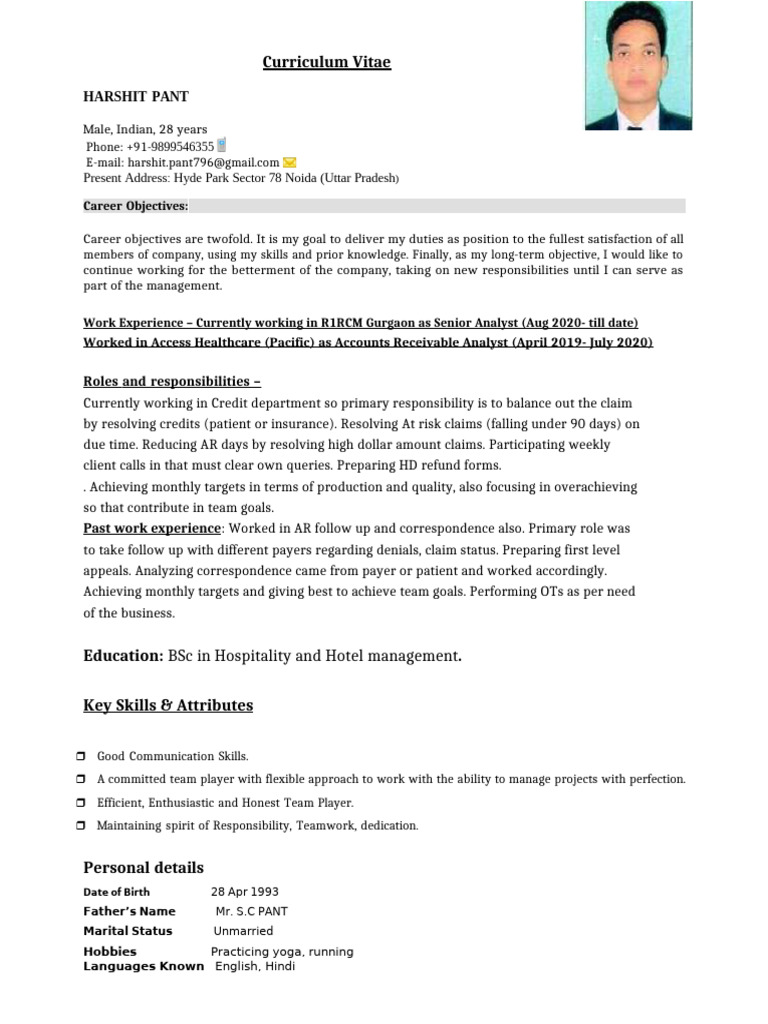Harshit Pant - CV - 1689614974915 - Harshit Pant | PDF